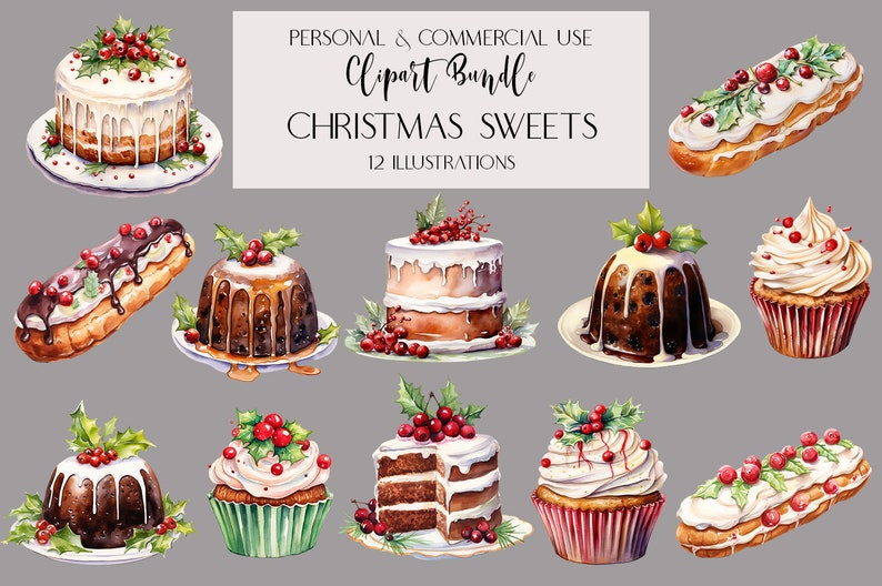 Commercial Use Christmas Sweets Clipart Sweet Christmas PNG X-mas Cake ...
