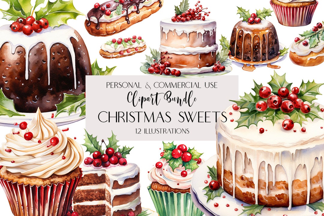 Commercial Use Christmas Sweets Clipart Sweet Christmas PNG X-mas Cake ...