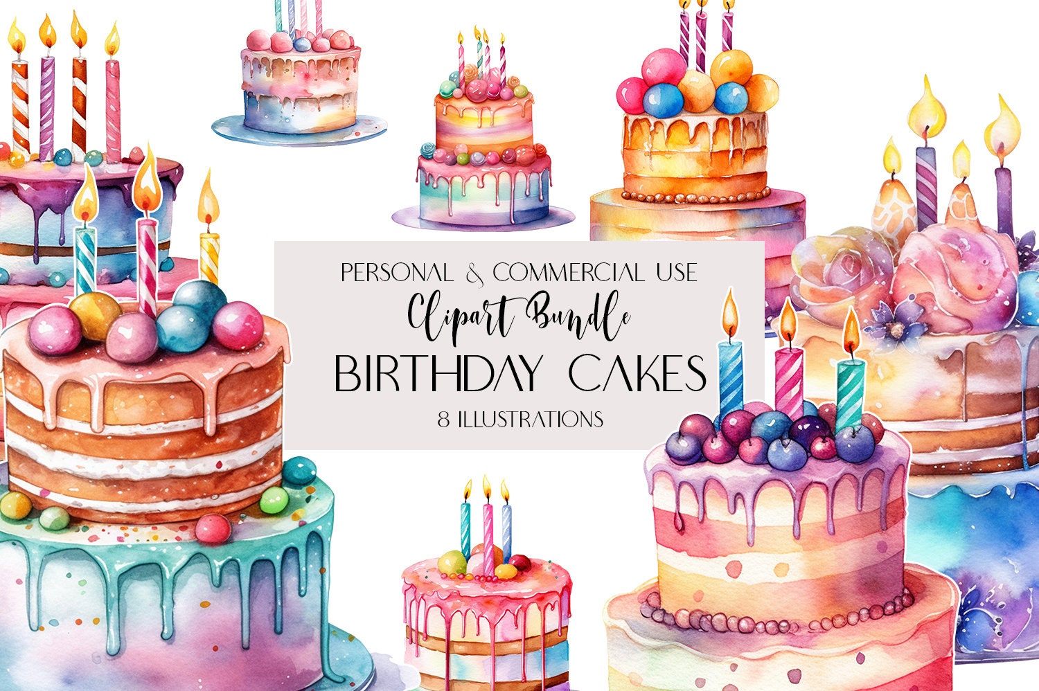 Commercial Use Birthday Cakes With Candles Clipart Transparent PNG ...
