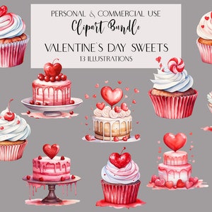 Commercial Use Valentine's Day Sweets Cake Clipart Sweet Cupcake PNG ...
