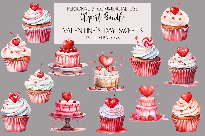 Commercial Use Valentine's Day Sweets Cake Clipart Sweet Cupcake PNG ...