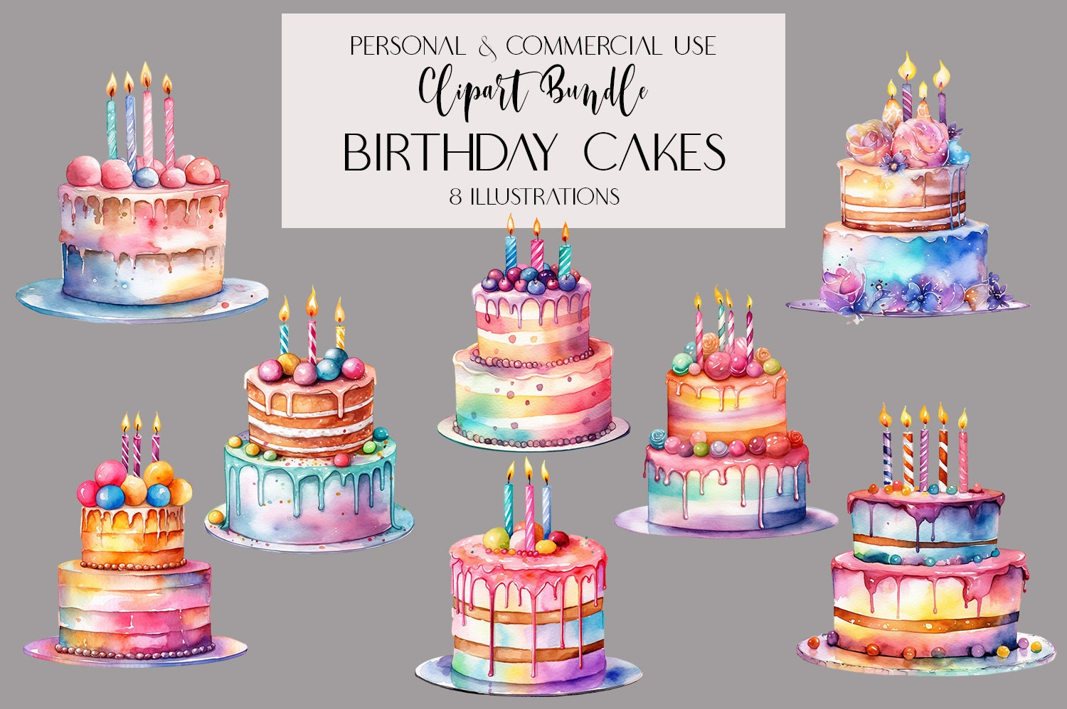 Commercial Use Birthday Cakes With Candles Clipart Transparent PNG ...