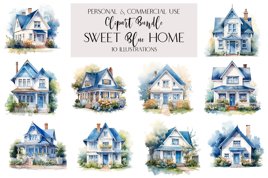 Commercial Use Sweet Home Clipart Blue House Transparent PNG First Home ...
