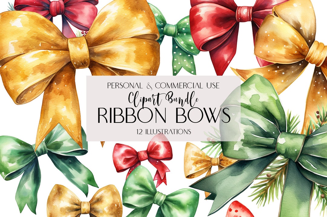 Commercial Use Christmas Bows Clipart Ribbon Bows PNG for Christmas ...
