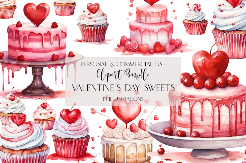 Commercial Use Valentine's Day Sweets Cake Clipart Sweet Cupcake PNG ...