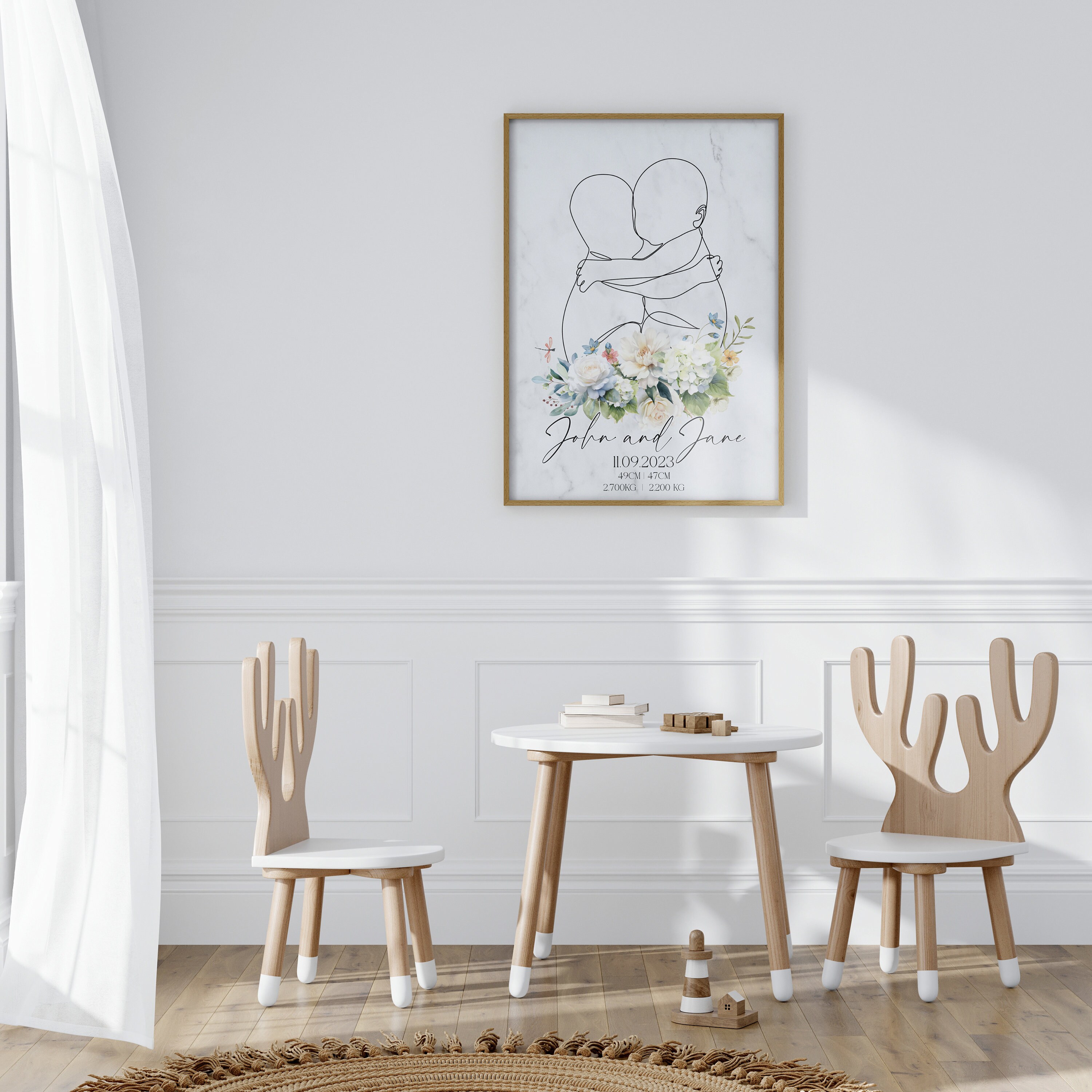 Personalised Baby Poster Twins Newborn Birth Gift Two at a Birth Baby ...