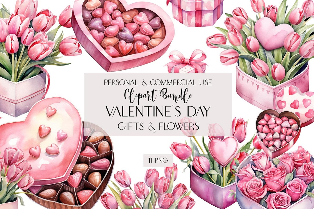 Commercial Use Pink Valentine' Day PNG Be Mine Gift Clipart and Pink ...