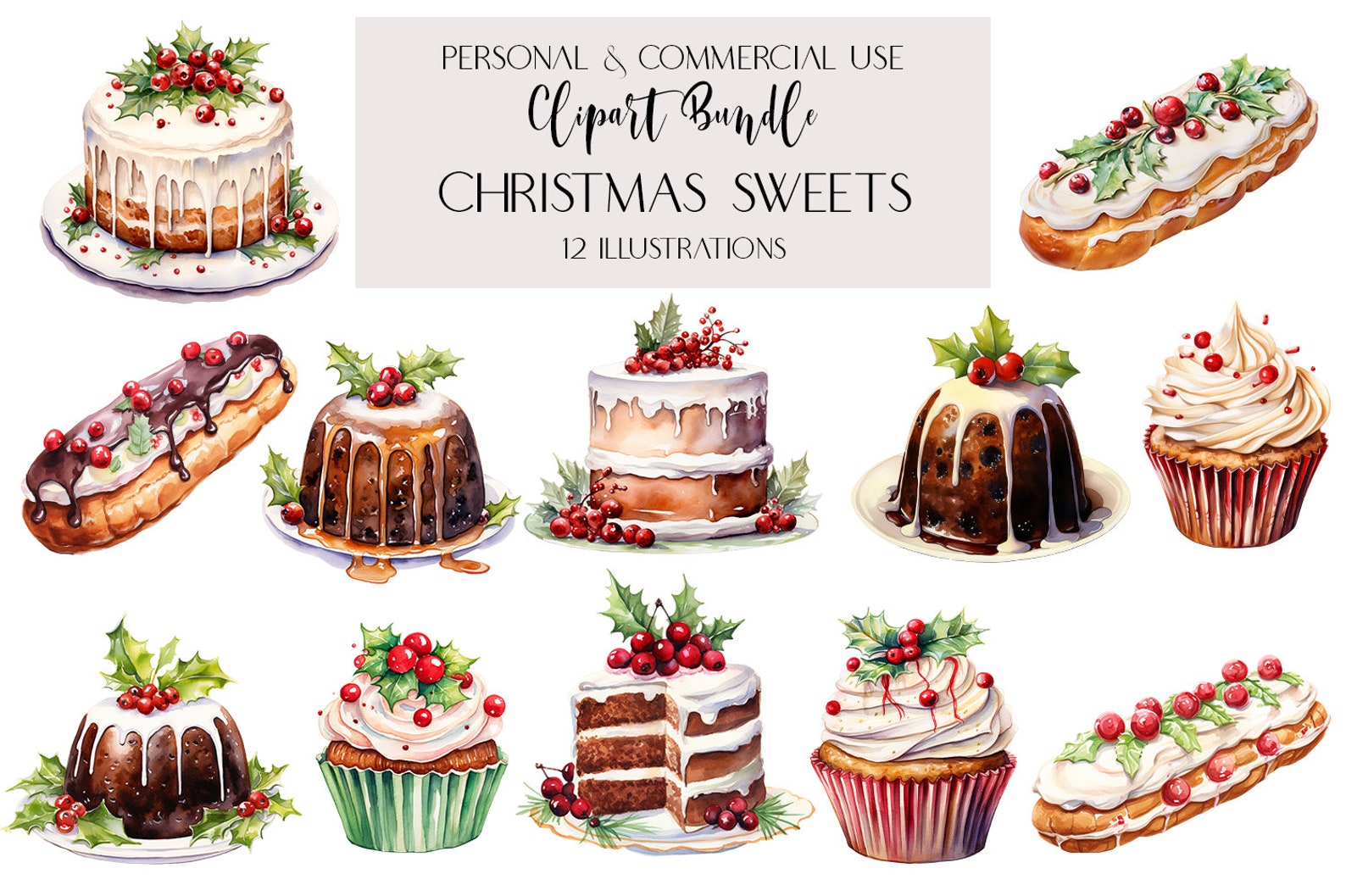 Commercial Use Christmas Sweets Clipart Sweet Christmas PNG X-mas Cake ...