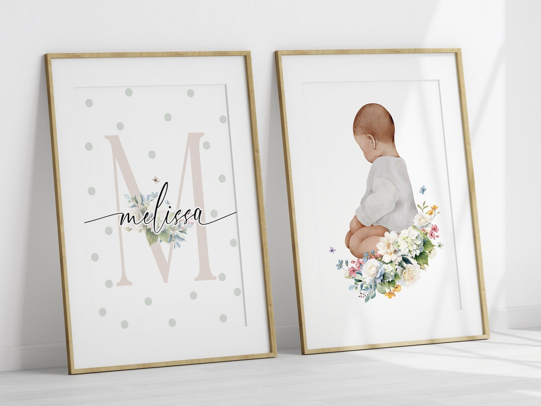 Custom Name Baby Girl Poster Personalised Newborn Birth Gift Newborn ...