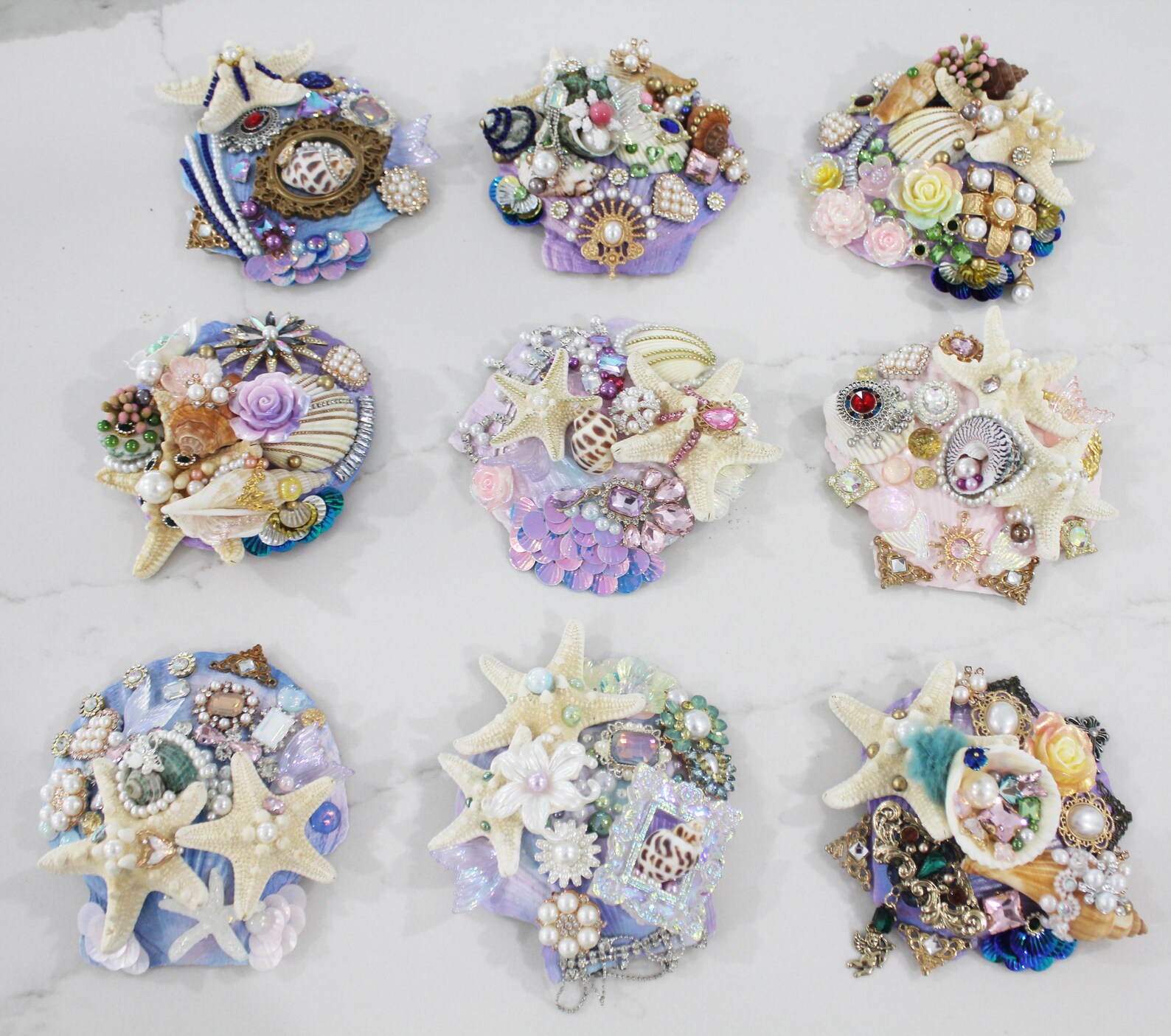 Extra Large Shell Fridge Magnets, Handmade Starfish Decor, Coastal ...