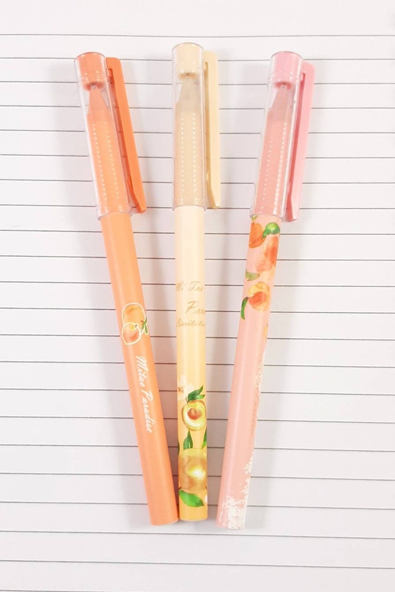 Peach Pen Set Gel Pen Set Set of 3 Gel Pens | Etsy