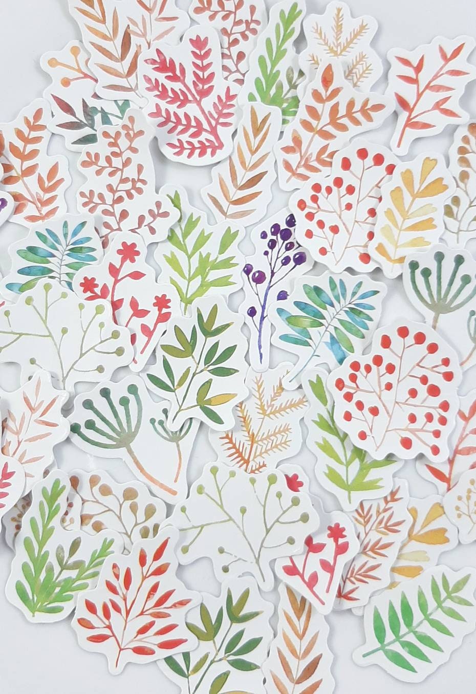 Colourful Leaves Sticker Set Leaf Stickers Journal Stickers | Etsy