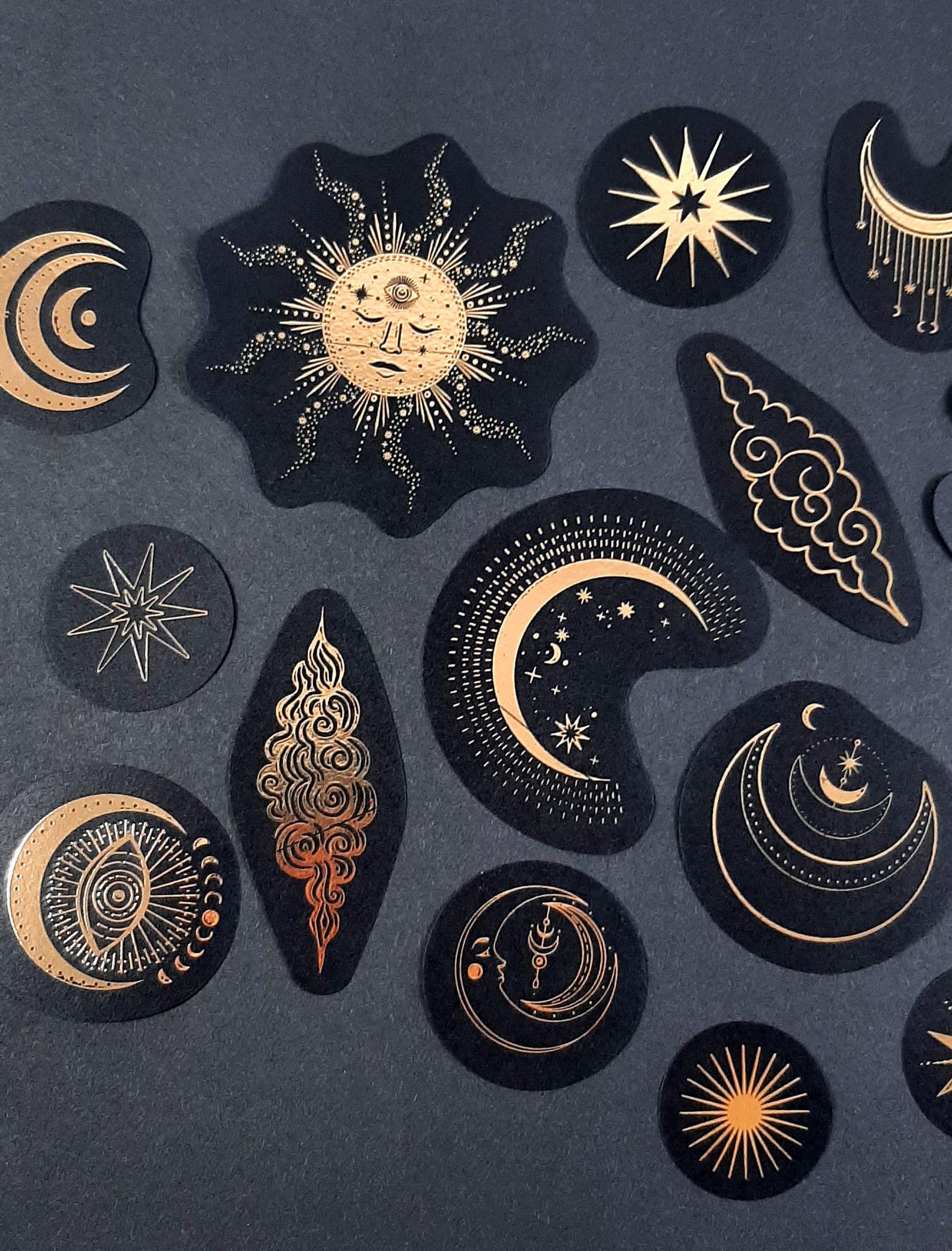 Gold Moon and Stars Stickers, Sun & Moon Stickers, Large Celestial ...