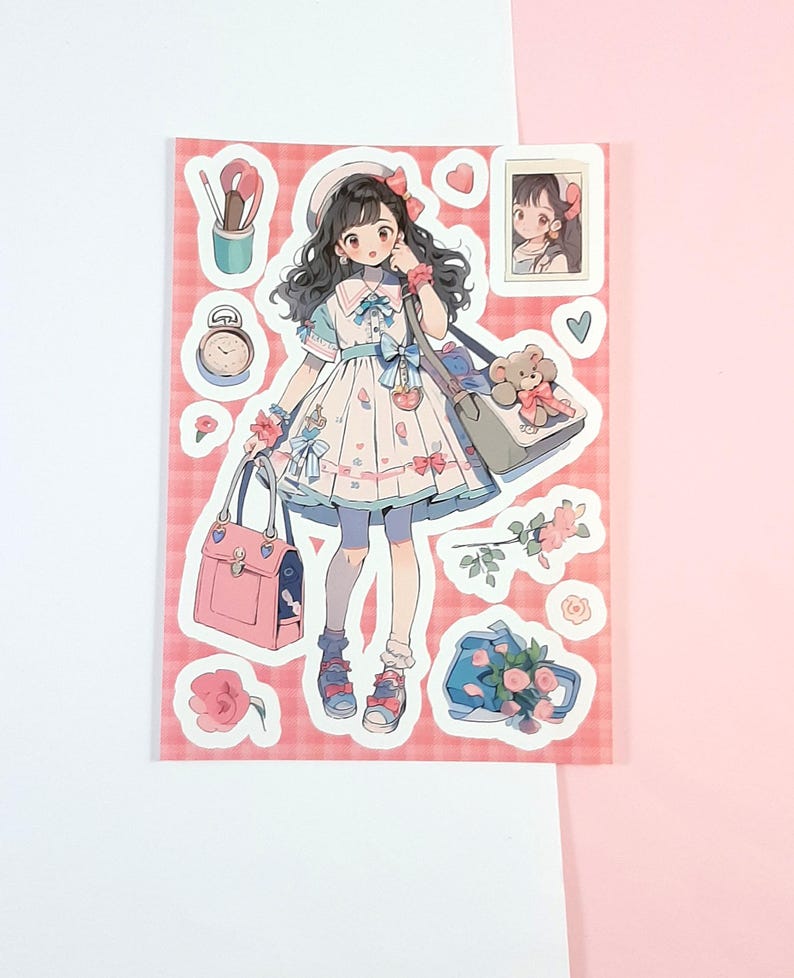 Kawaii Girl Stickers, Manga Anime Girl Sticker Set for Journal and ...