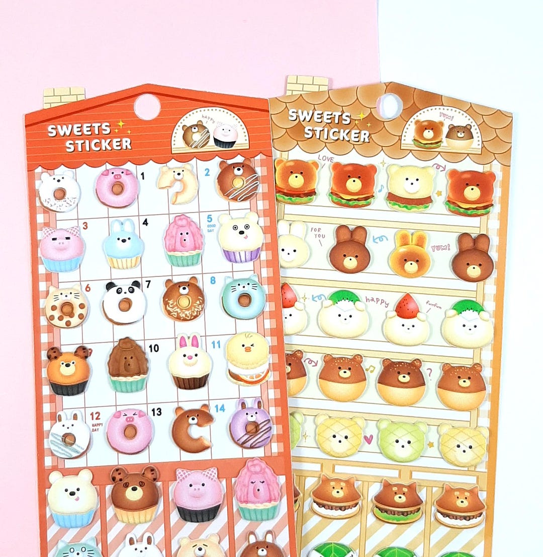 Kawaii Animal Stickers, Cute Animal 3D Puffy Stickers, Journal and ...