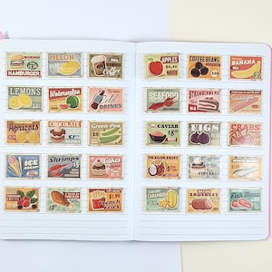 Vintage Grocery Label Sticker Set, Retro Food Stickers, Journal and ...