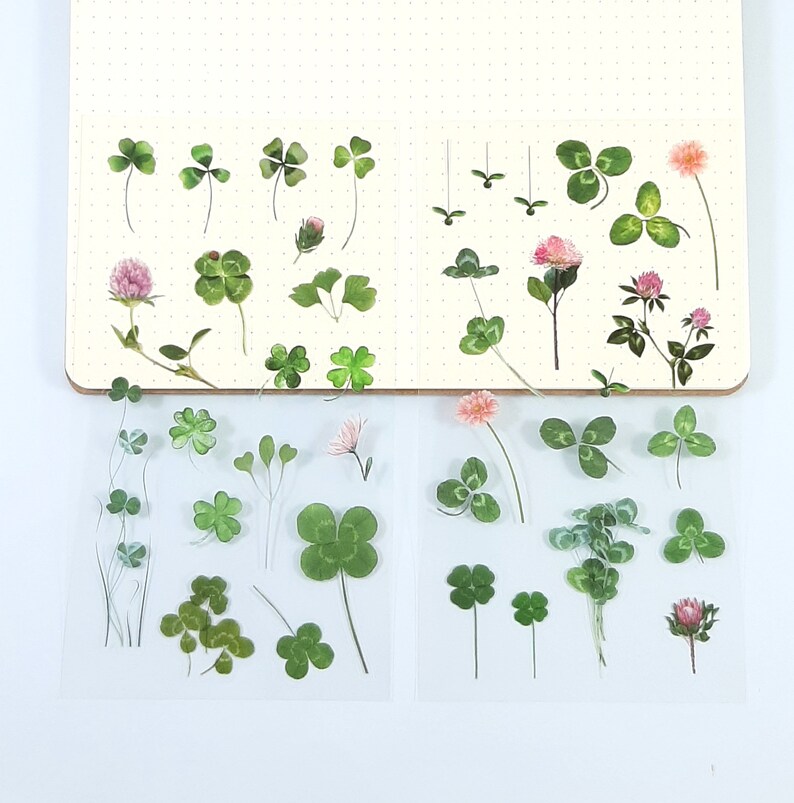 Clover Stickers, Green Leaves Sticker Sheet, Greenery Journal and ...