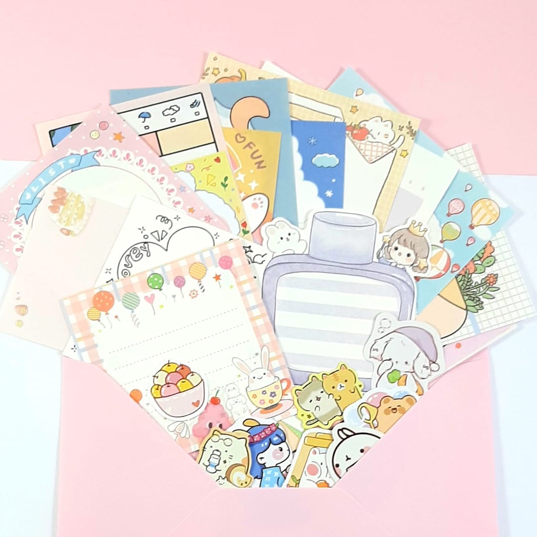 Cute Kawaii Stationery Grab Bag, Kawaii Stickers, Cute Memo Sheets ...