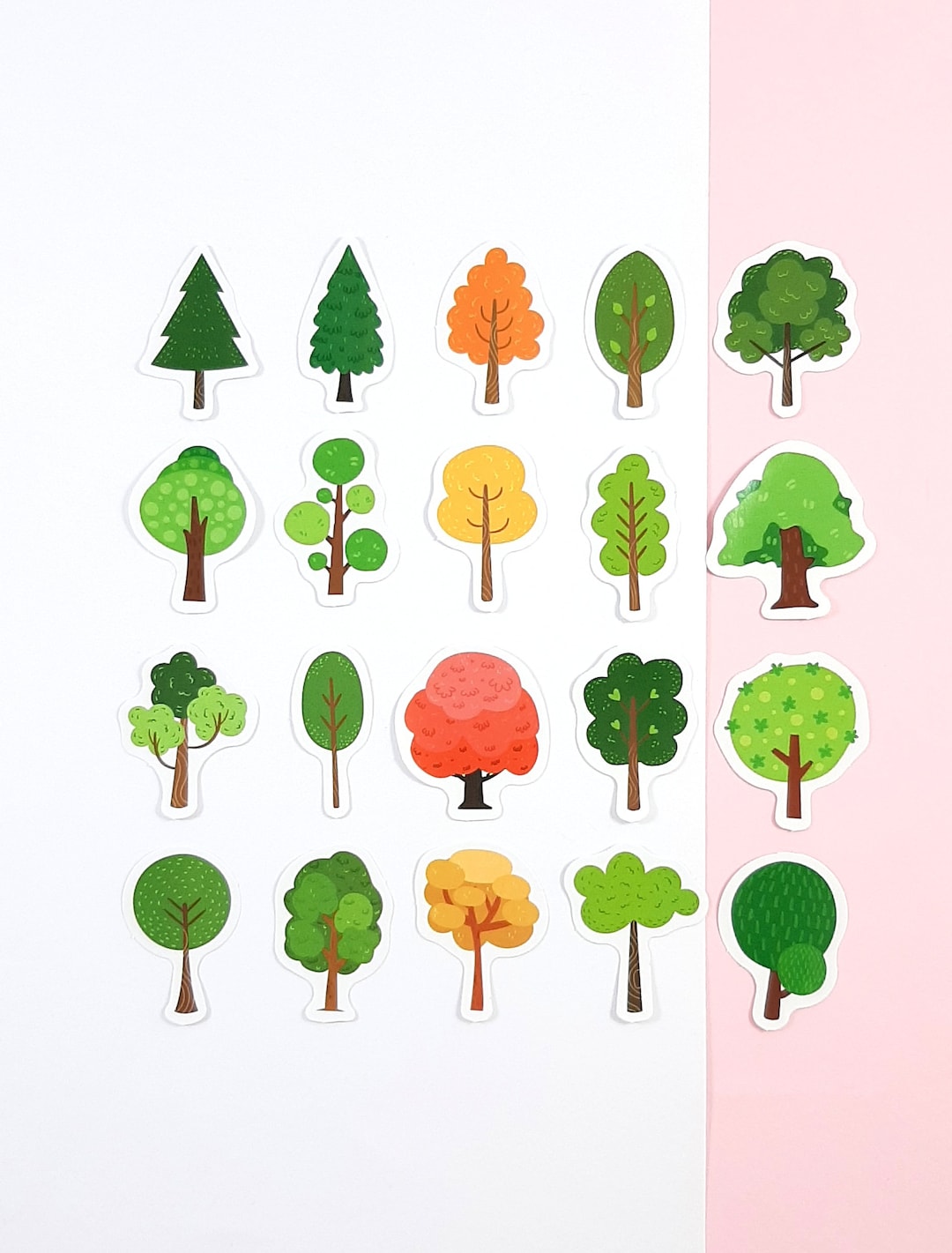 Colourful Tree Sticker Set Forest Tree Stickers Nature - Etsy