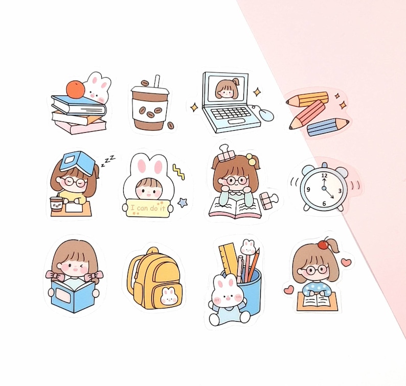 Cute Study Girl Stickers School Stickers Kawaii Stickers - Etsy