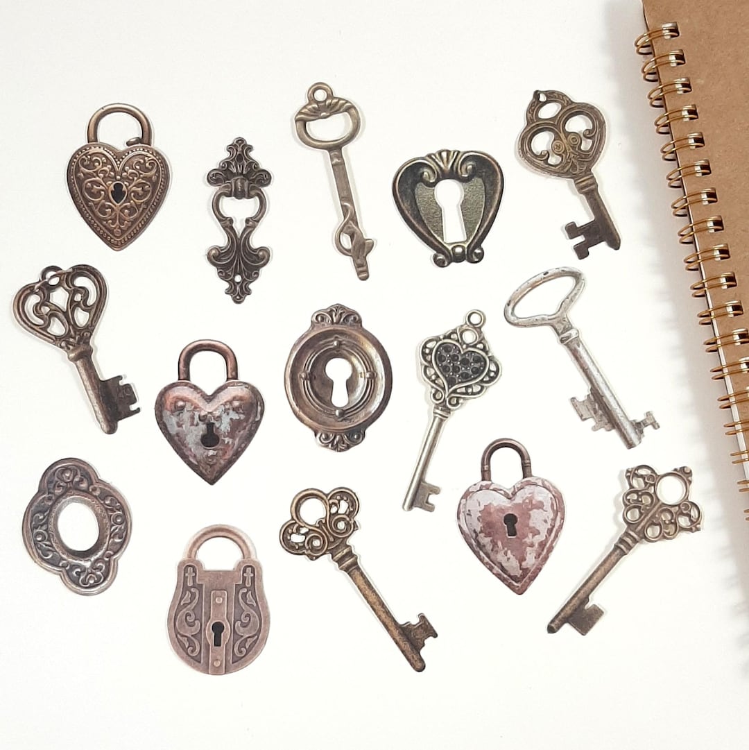Vintage Key Stickers, Antique Locks Stickers, Vintage Style Ephemera ...