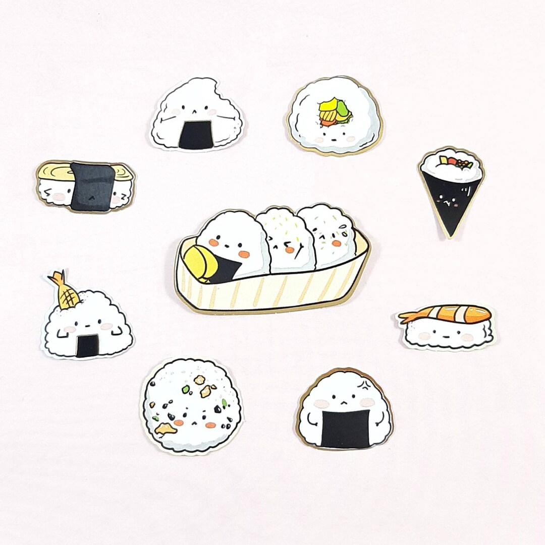 Cute Rice Ball Sticker Set, Sushi Sticker Set, Kawaii Stickers - Etsy