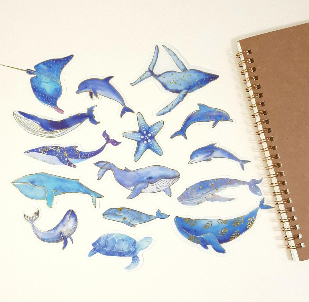 Marine Life Stickers, Dolphin Stickers, Blue Whale Stickers, Sea ...