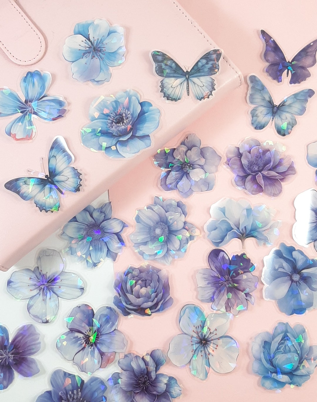 Blue and Purple Flower Stickers, Floral Journal and Planner Stickers ...
