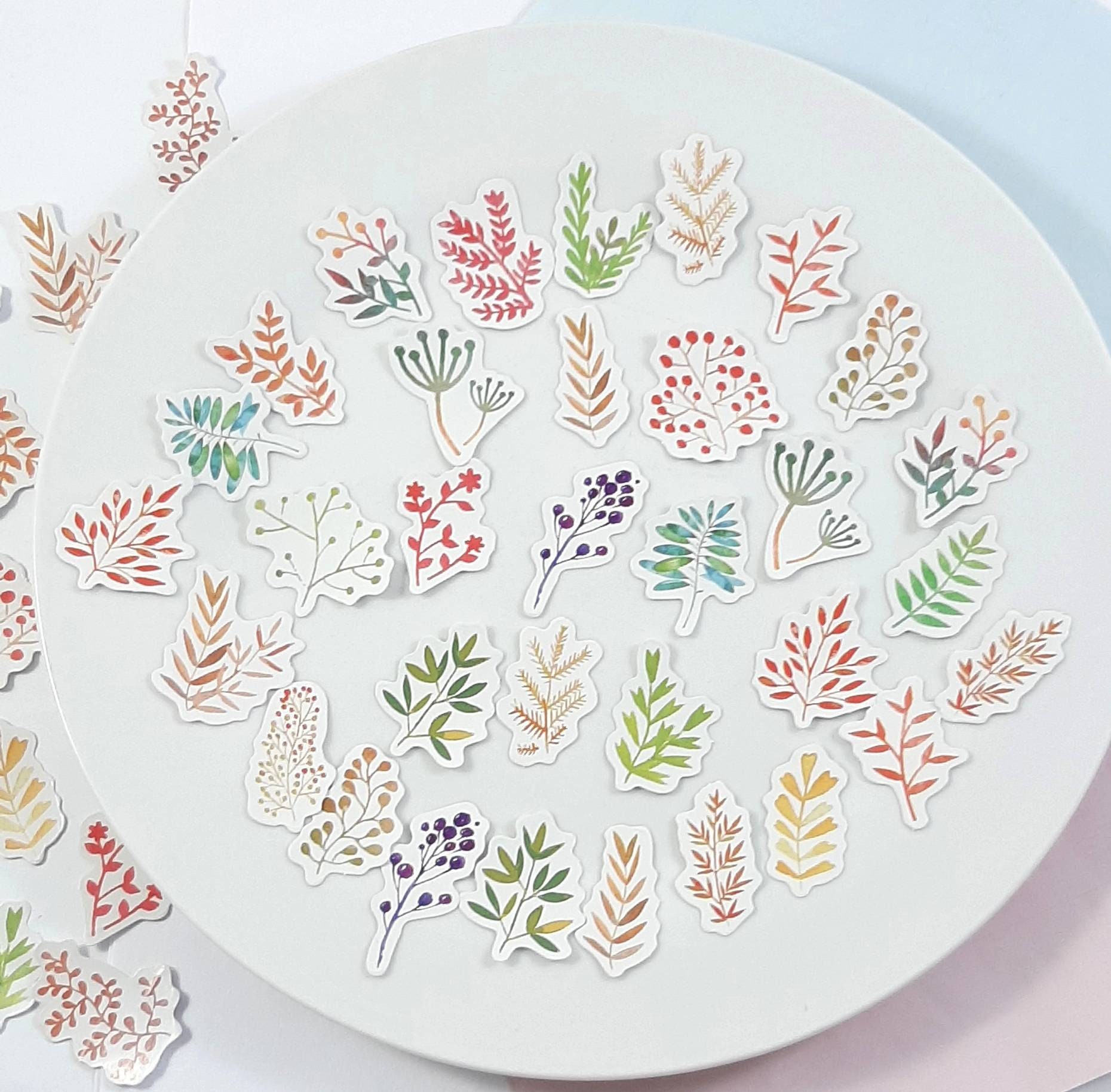 Colourful Leaves Sticker Set Leaf Stickers Journal Stickers | Etsy