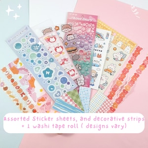 Kawaii Stickers and Memo Sheets Bundle, Kawaii Journal Kit, Cute ...