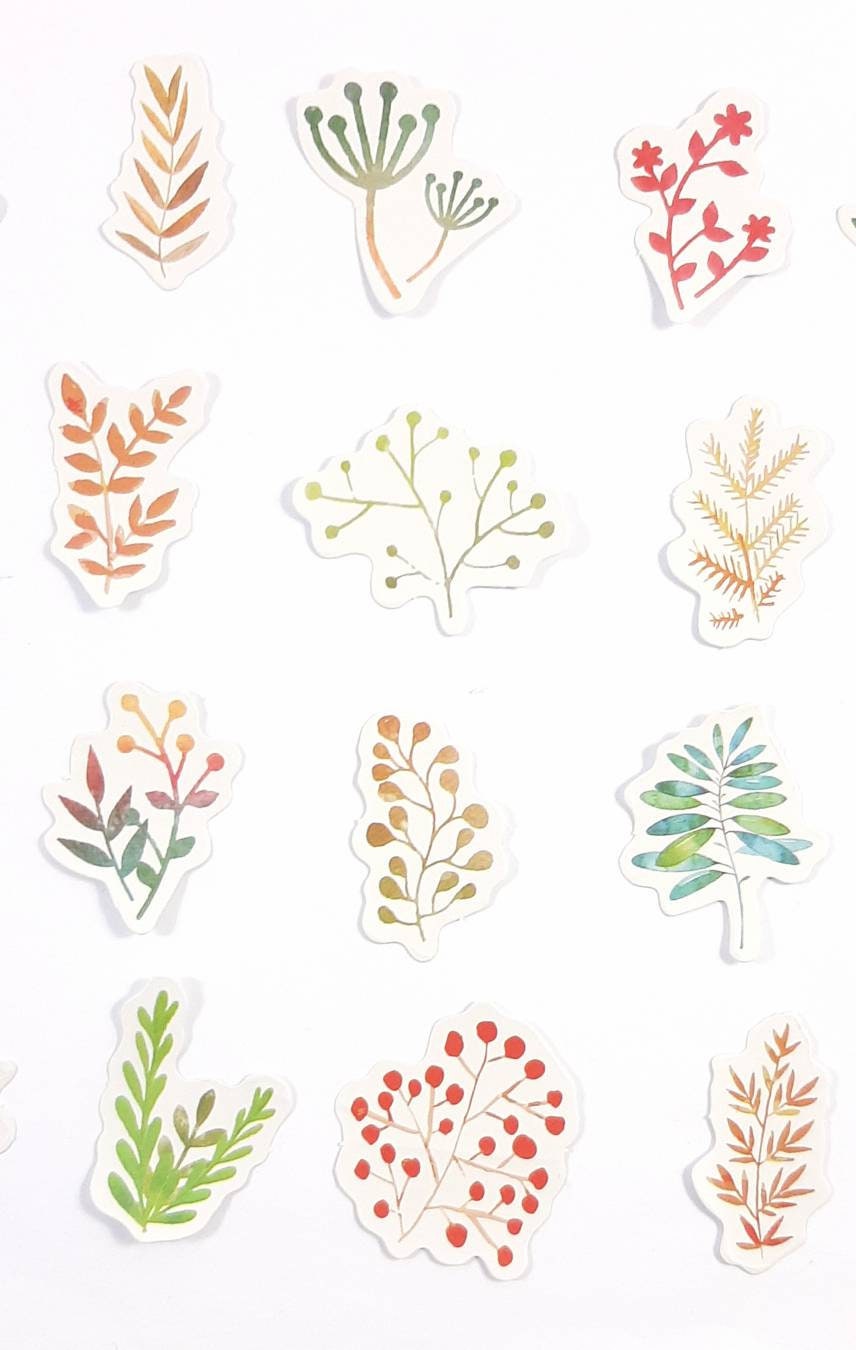 Colourful Leaves Sticker Set Leaf Stickers Journal Stickers | Etsy
