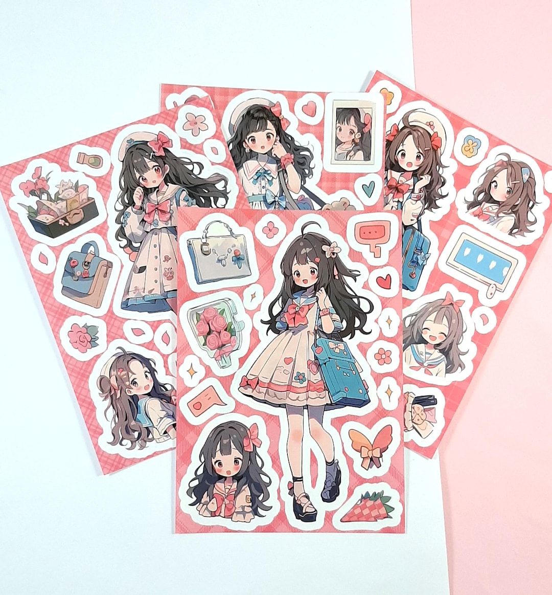 Kawaii Girl Stickers, Manga Anime Girl Sticker Set for Journal and ...