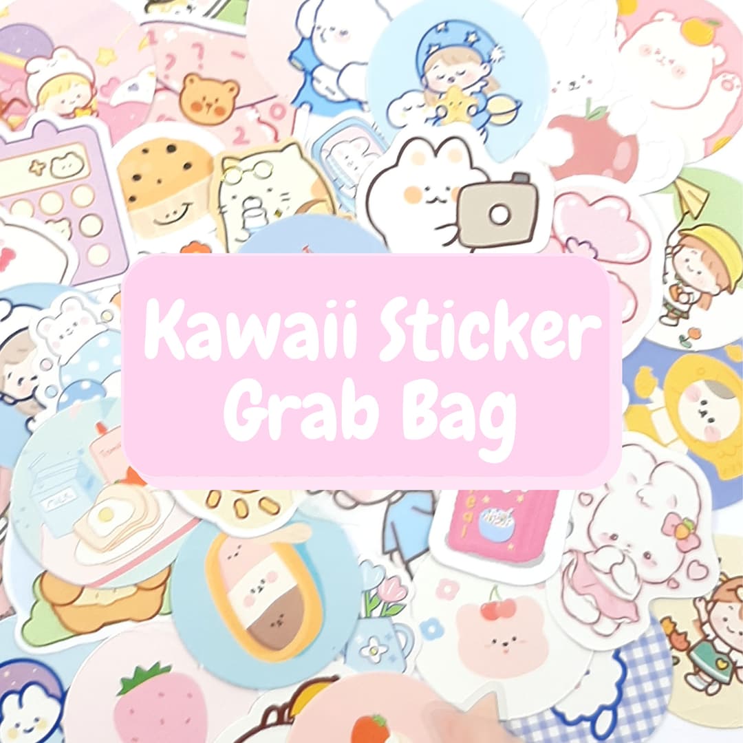 Kawaii Stickers Grab Bag, Cute Sticker Bundle, Kawaii Mystery Grab Bag ...