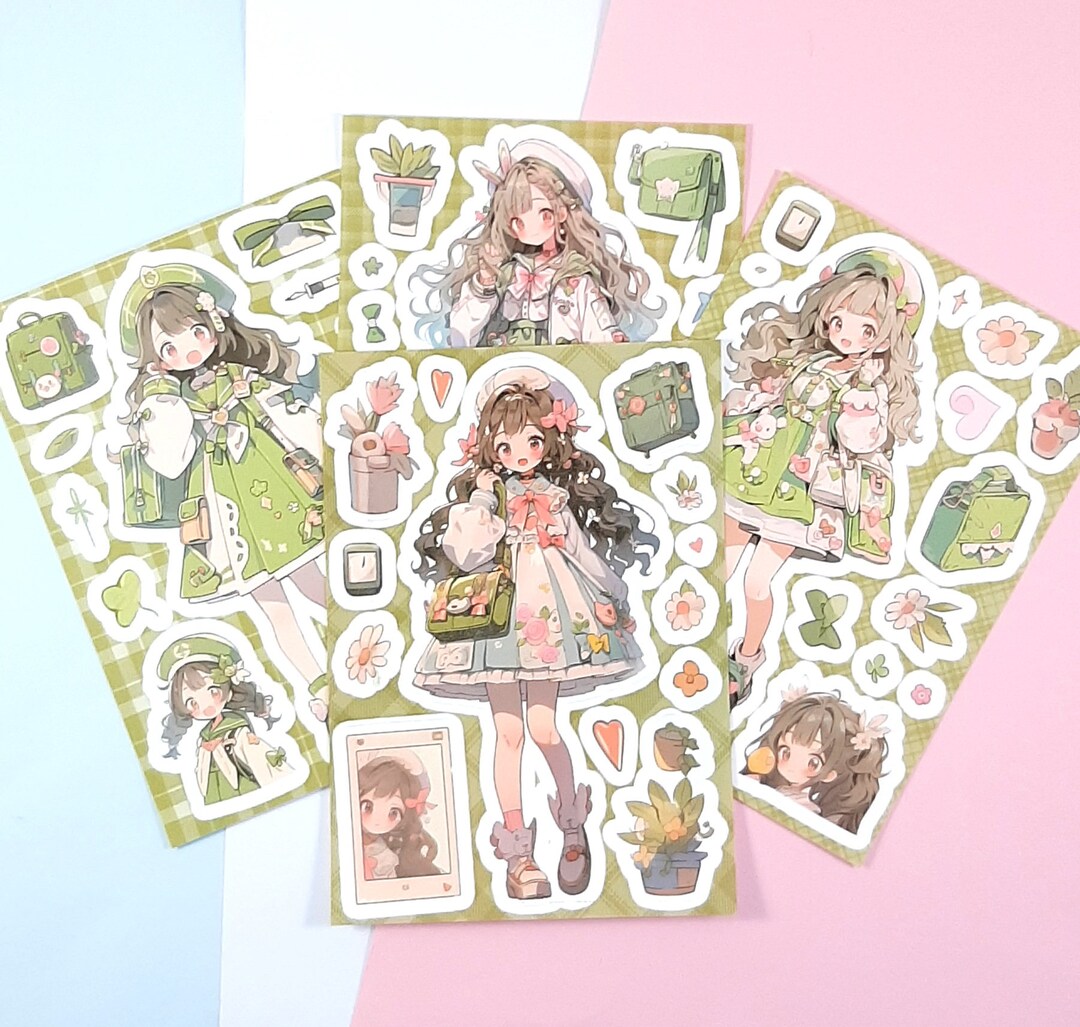 Kawaii Girl Stickers, Manga Anime Girl Sticker Set, Journaling Supplies ...