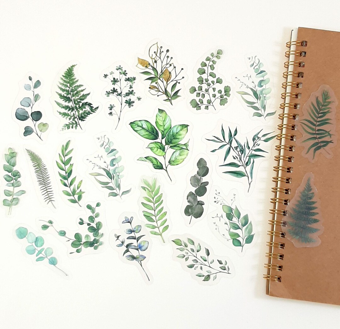 Set of Leaf Stickers, Green Leaves Stickers, Foliage Stickers ...