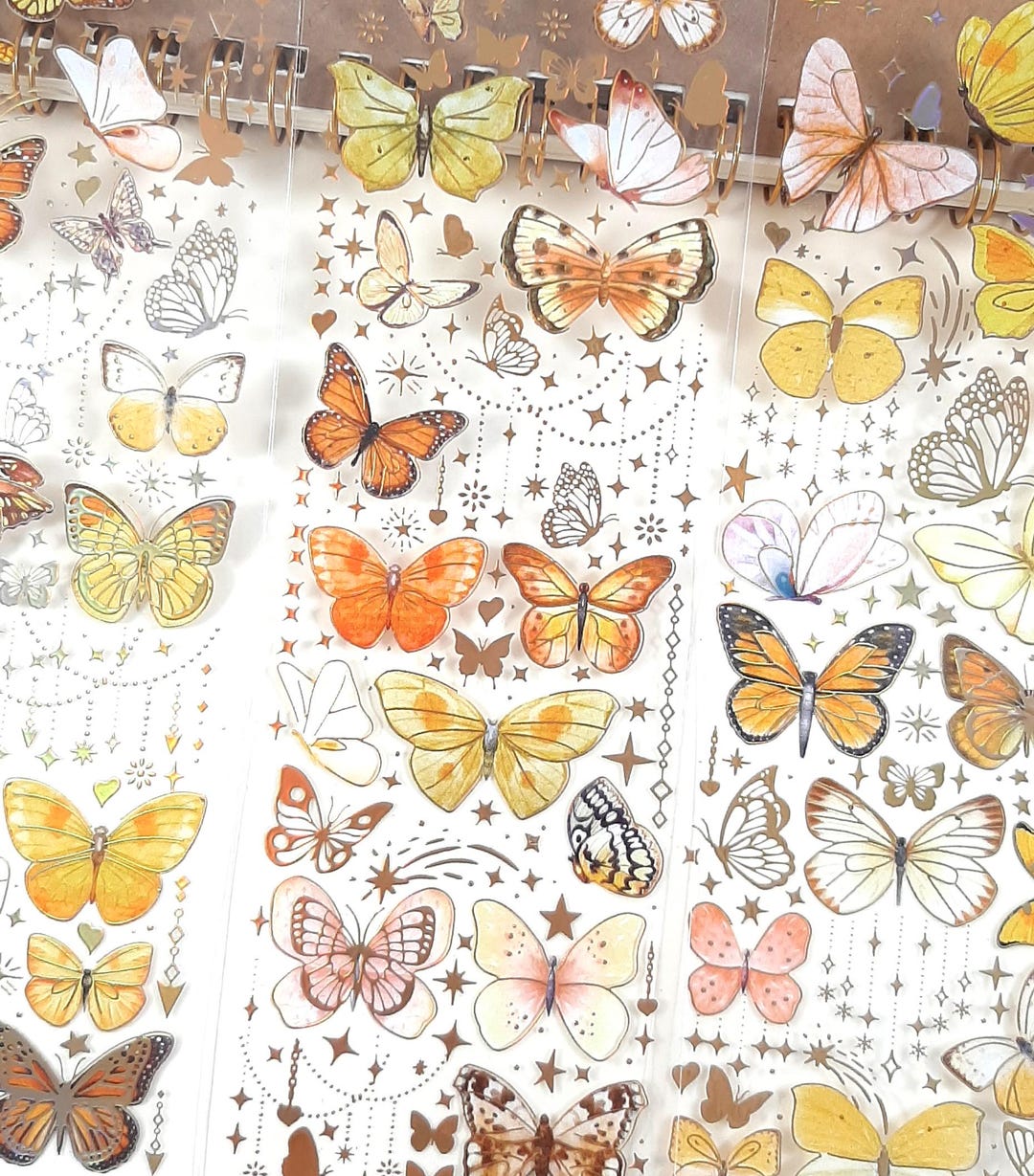 Yellow Butterfly Sticker Sheets, Gold Embossed Butterfly Stickers ...