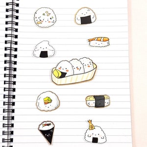 Cute Rice Ball Sticker Set, Sushi Sticker Set, Kawaii Stickers - Etsy