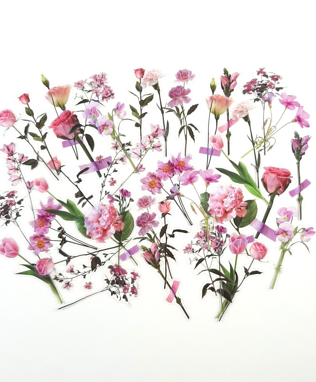 Pink Flower Stickers, Pink Floral Journal Stickers, Planner ...