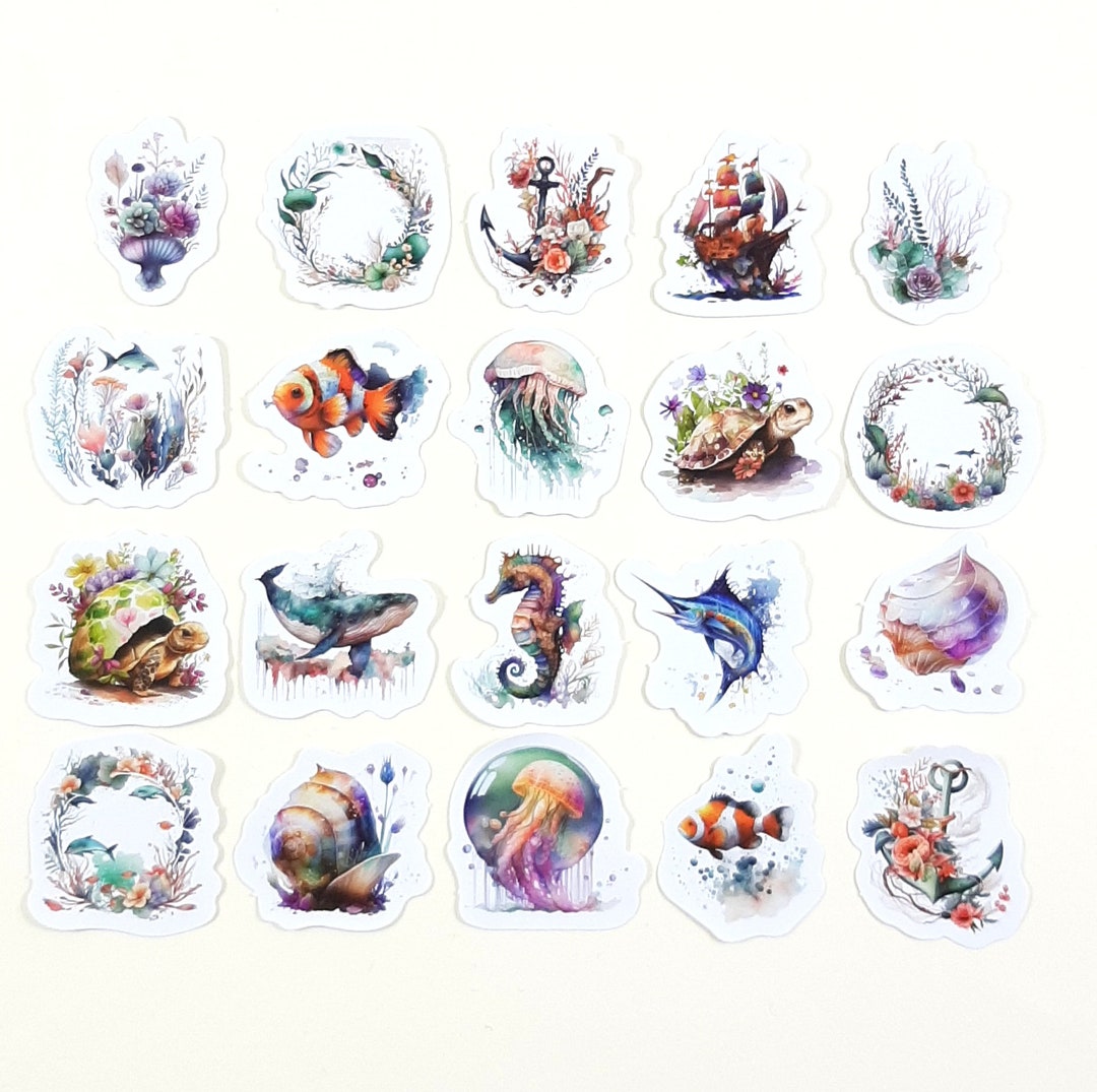 Sea Life Stickers, Under the Sea Stickers, Seahorse, Whale, Turtle ...