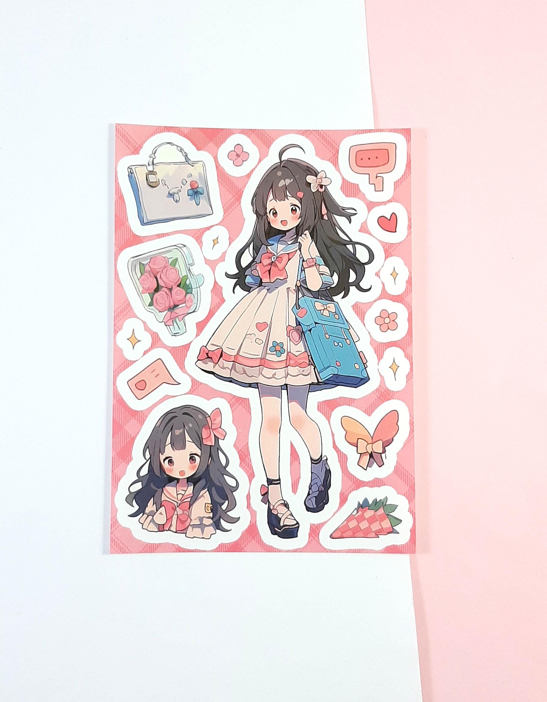 Kawaii Girl Stickers, Manga Anime Girl Sticker Set for Journal and ...