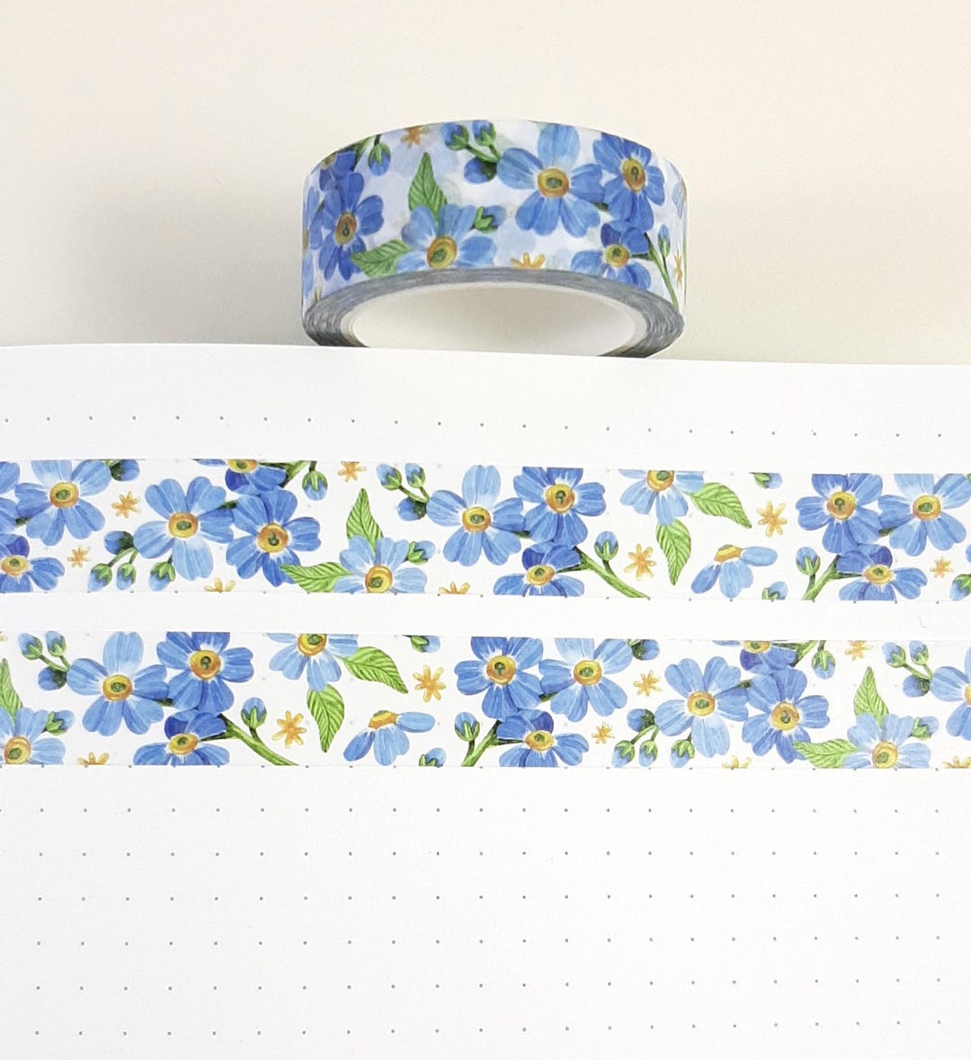 Blue Floral Washi Tape, Flower Journal Tape, Planner Supplies ...