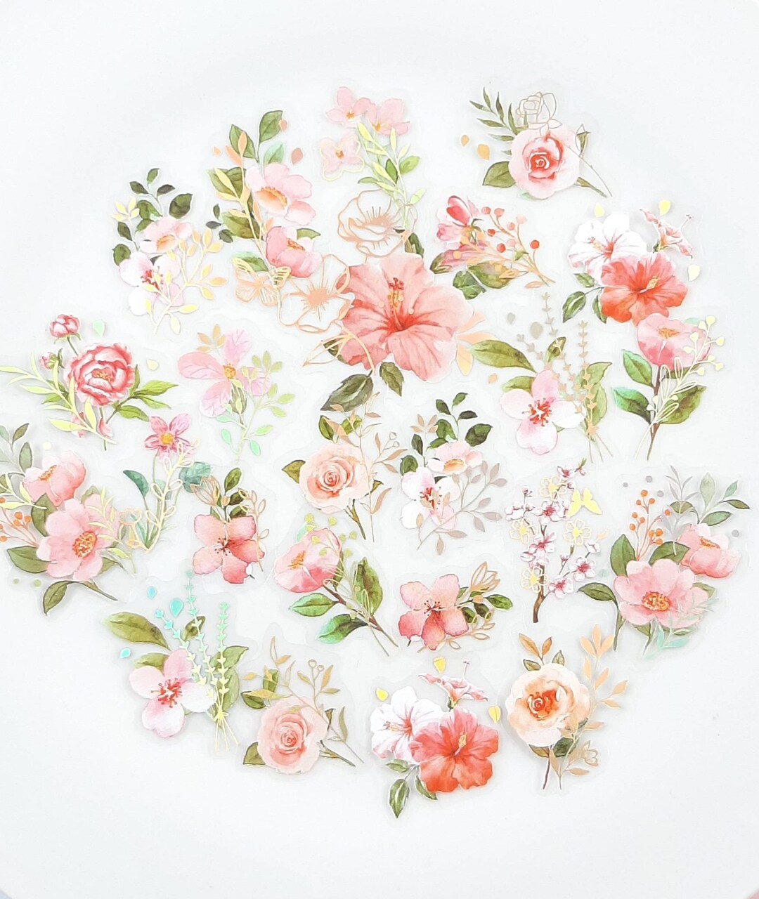 Pink Flower Stickers, Pink Rose Stickers, Journal Stickers, Scrapbook ...