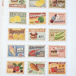 Vintage Grocery Label Sticker Set, Retro Food Stickers, Journal and ...