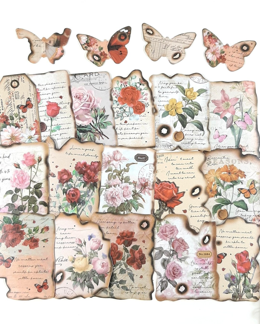 Vintage Floral Stickers, Vintage Style Ephemera Stickers, Flower ...