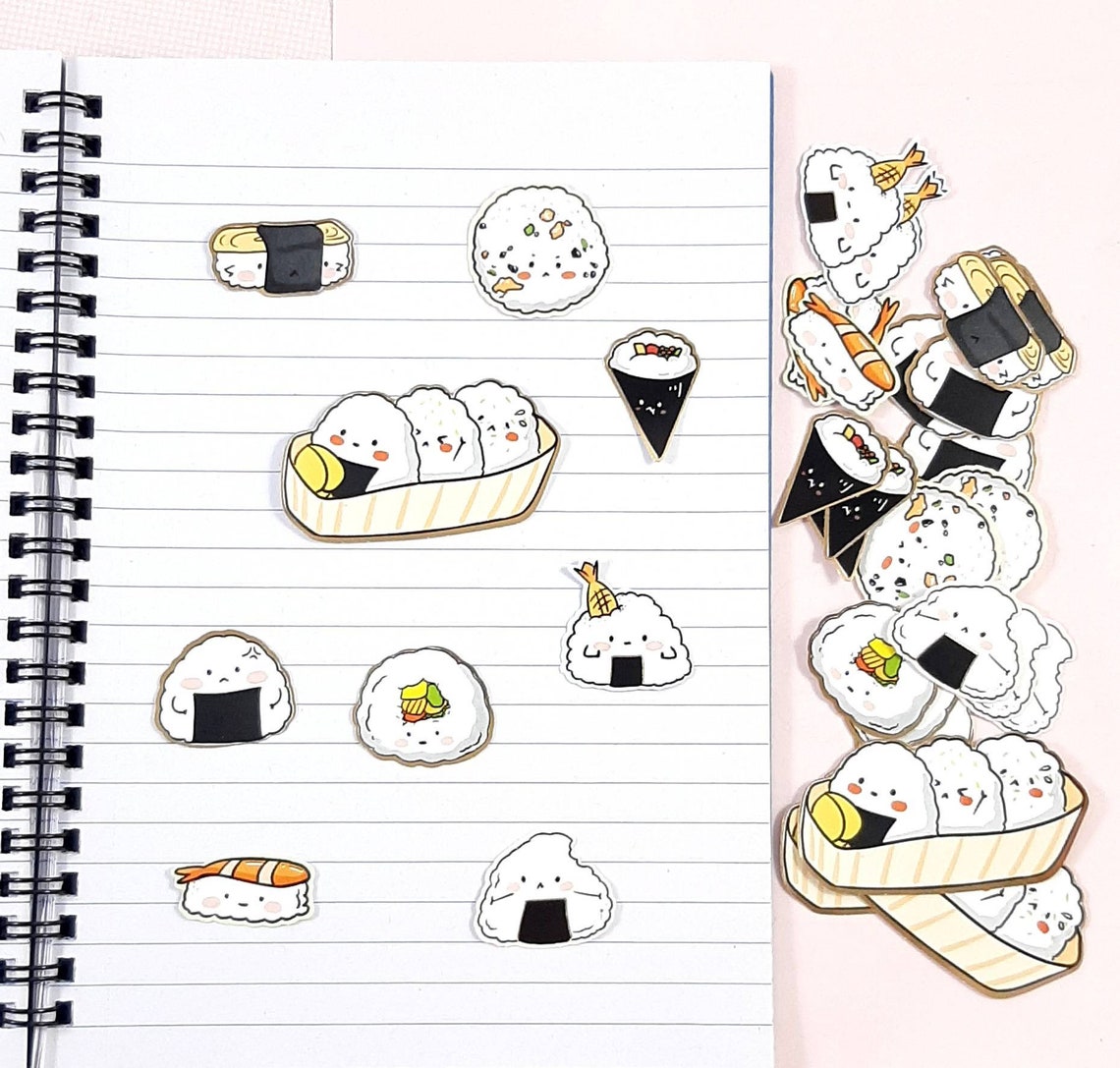 Cute Rice Ball Sticker Set Sushi Sticker Set Kawaii Stickers - Etsy