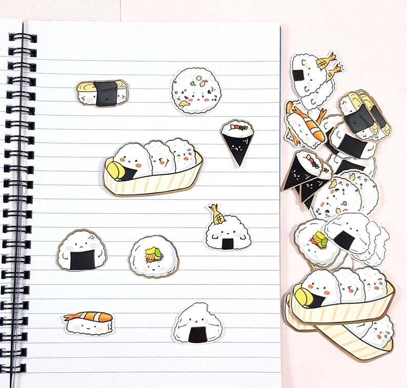 Cute Rice Ball Sticker Set Sushi Sticker Set Kawaii Stickers - Etsy