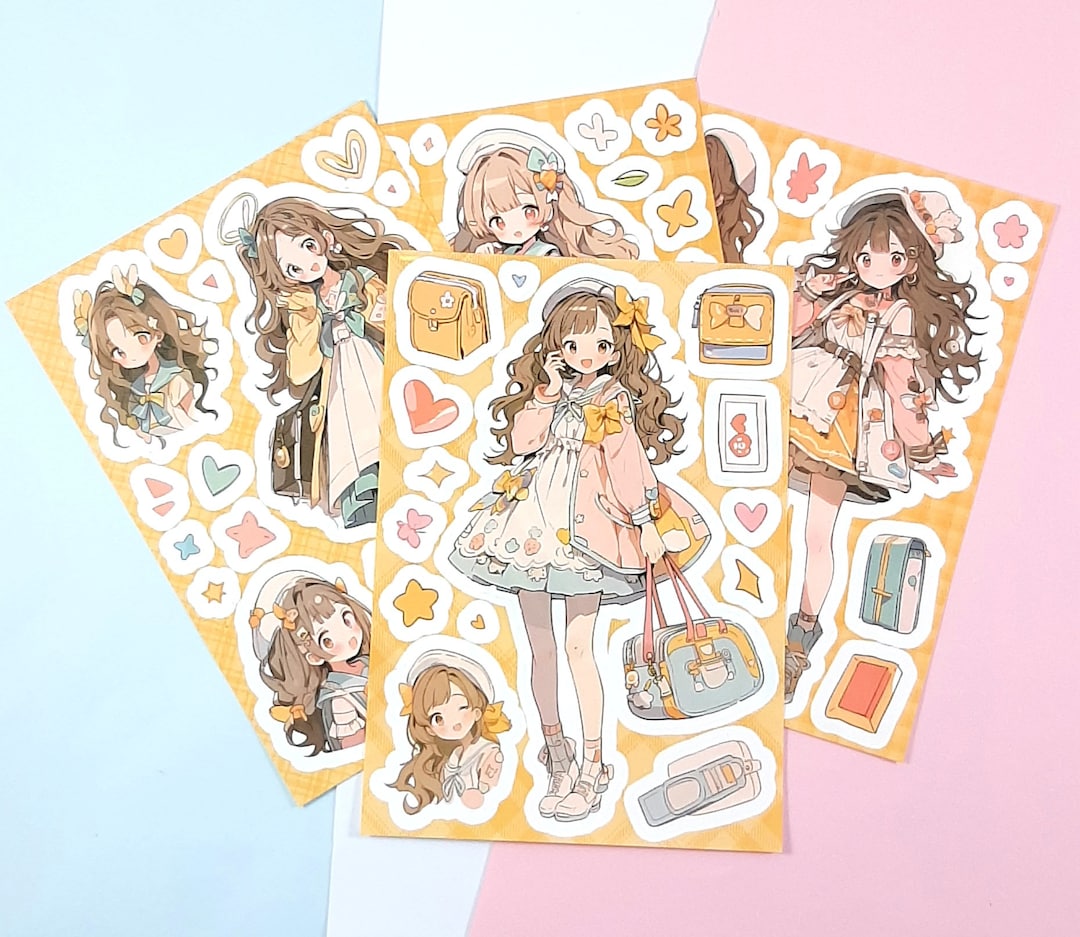 Manga Girl Stickers, Kawaii Girl Sticker Set for Journals ...