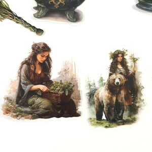 Celtic Witch Stickers, Green Witch Sticker Set, Apothecary Journal ...