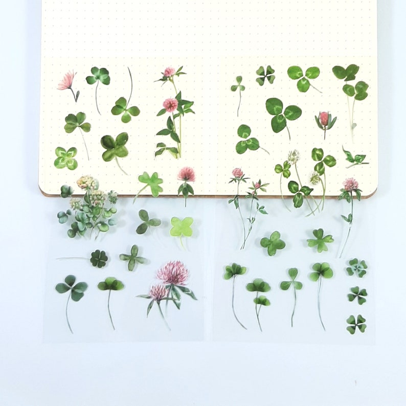 Clover Stickers, Green Leaves Sticker Sheet, Greenery Journal and ...