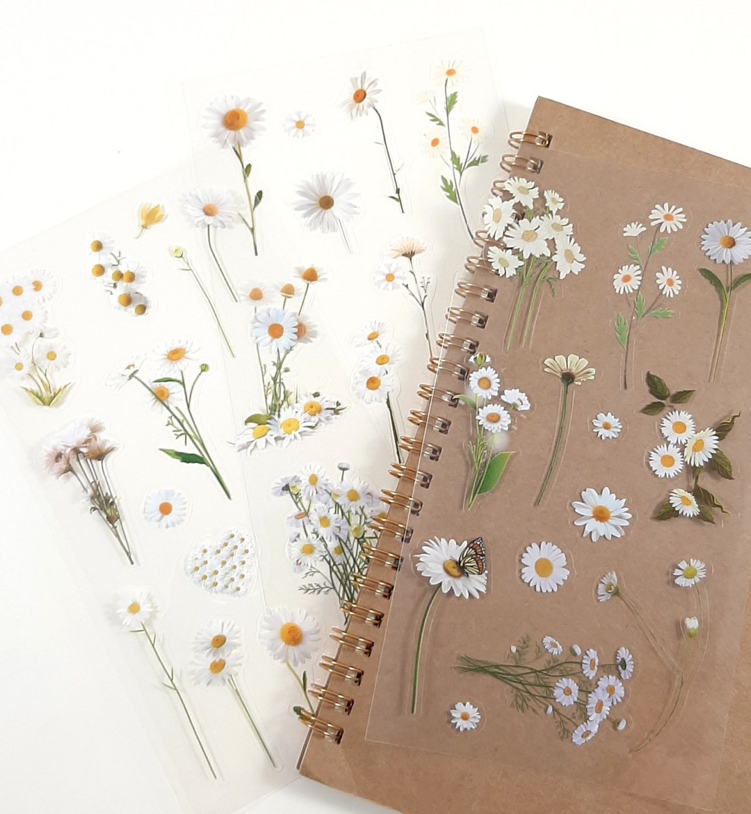 Daisy Flower Stickers, Daisy Sticker Sheet, White Flower Stickers ...